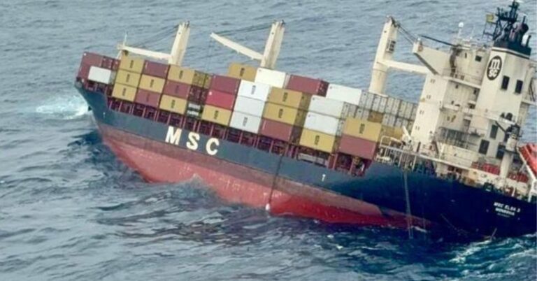 Coastal areas put on alert as a container ship carrying hazardous cargo ...